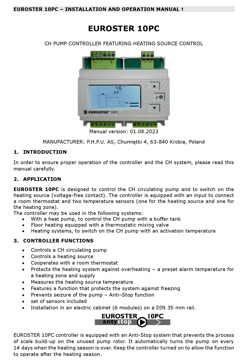EUROSTER 10PC INSTALLATION AND OPERATION MANUAL Pdf Download | ManualsLib