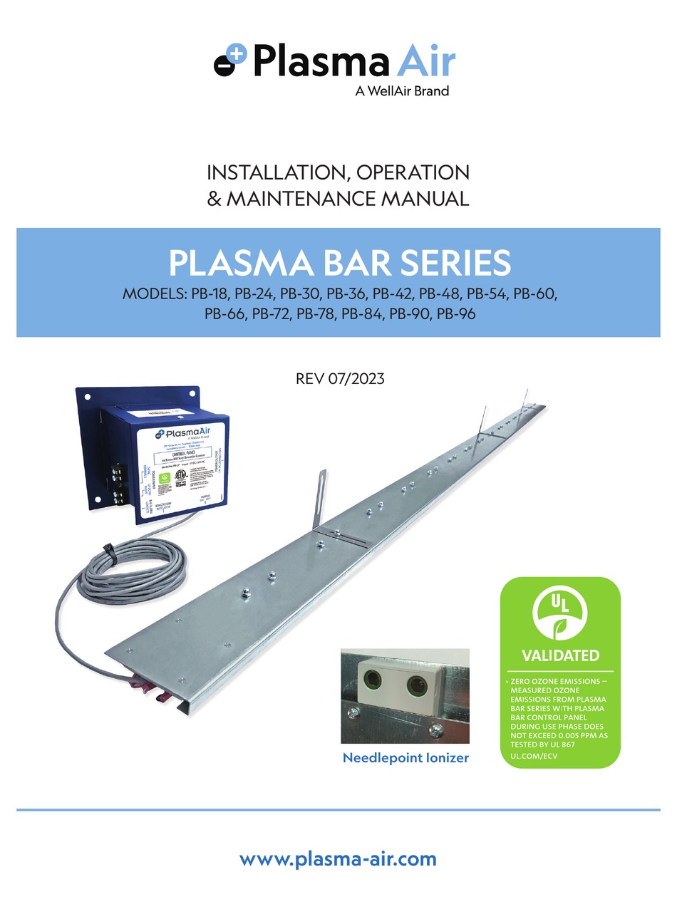 WELLAIR PLASMA AIR PLASMA BAR SERIES INSTALLATION, OPERATION ...