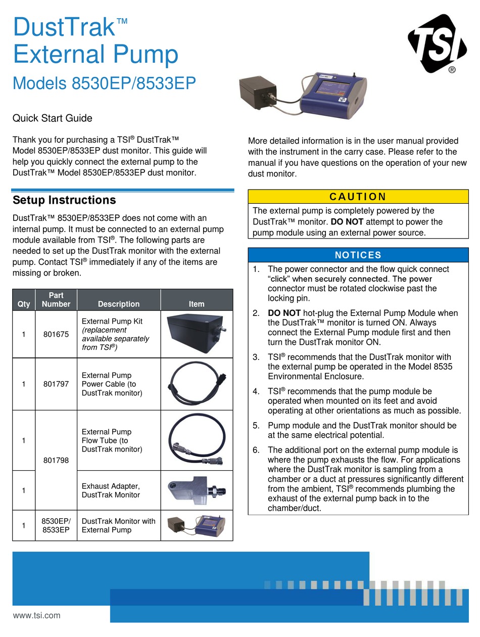 TSI INSTRUMENTS DUSTTRAK 8533EP QUICK START MANUAL Pdf Download ... TSI INSTRUMENTS DUSTTRAK 8533EP QUICK START MANUAL Pdf Download ...