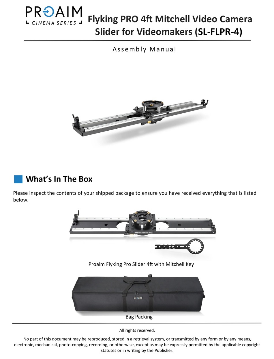 PROAIM CINEMA SERIES ASSEMBLY MANUAL Pdf Download | ManualsLib