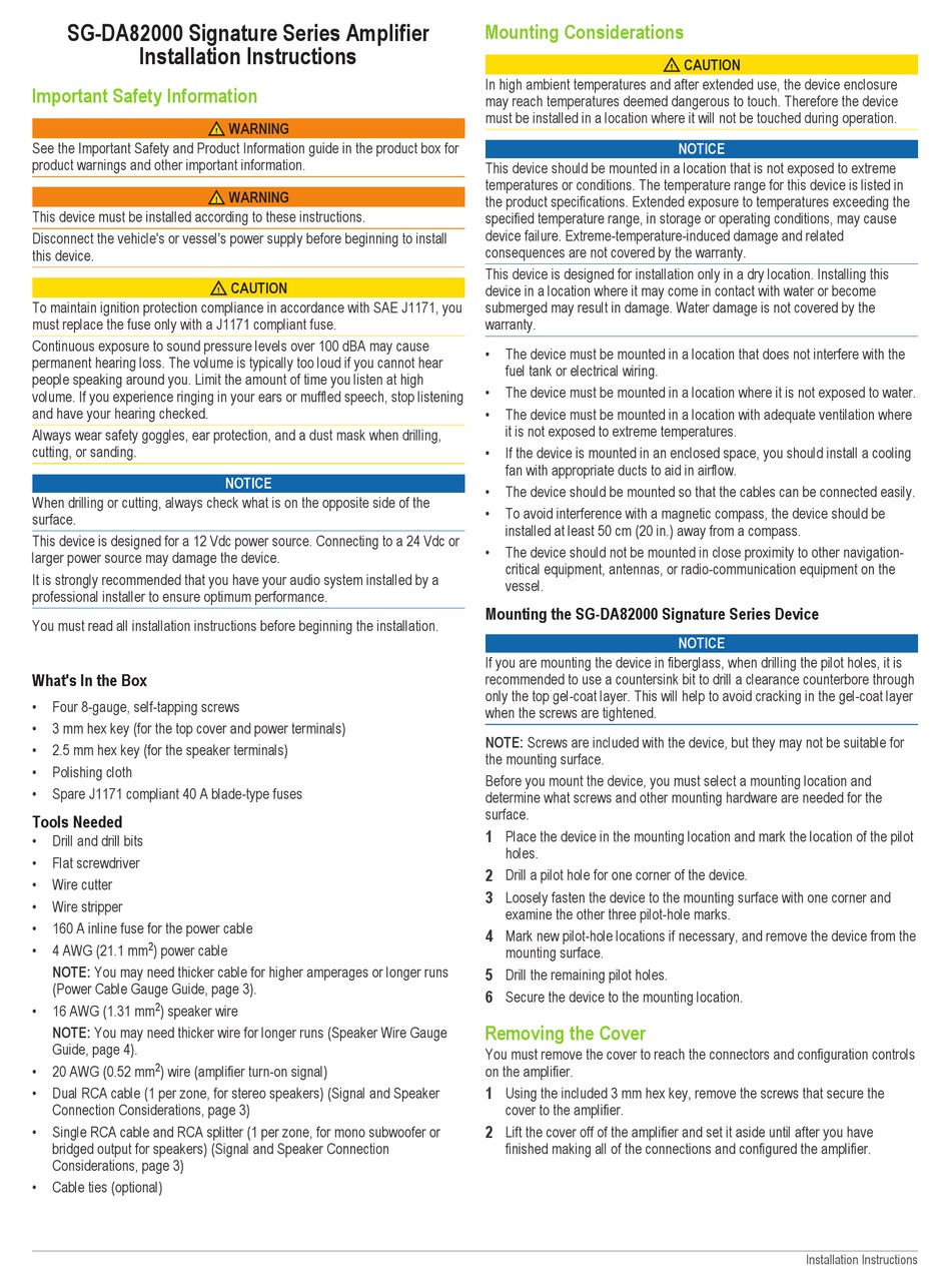 FUSION SIGNATURE SERIES INSTALLATION INSTRUCTIONS MANUAL Pdf Download ...