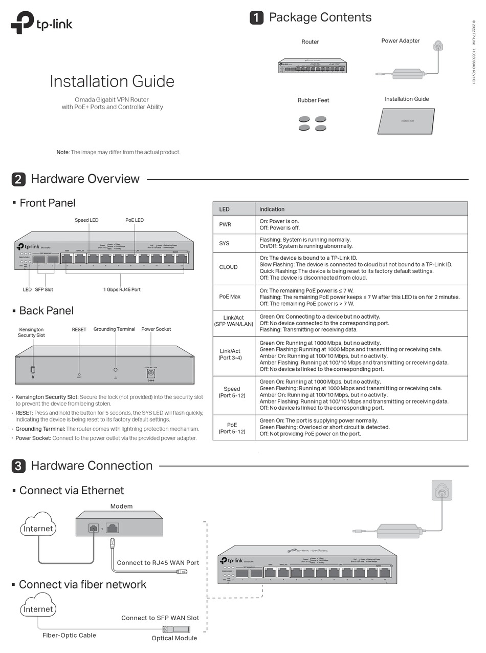 TP-LINK ER7212PC INSTALLATION MANUAL Pdf Download | ManualsLib