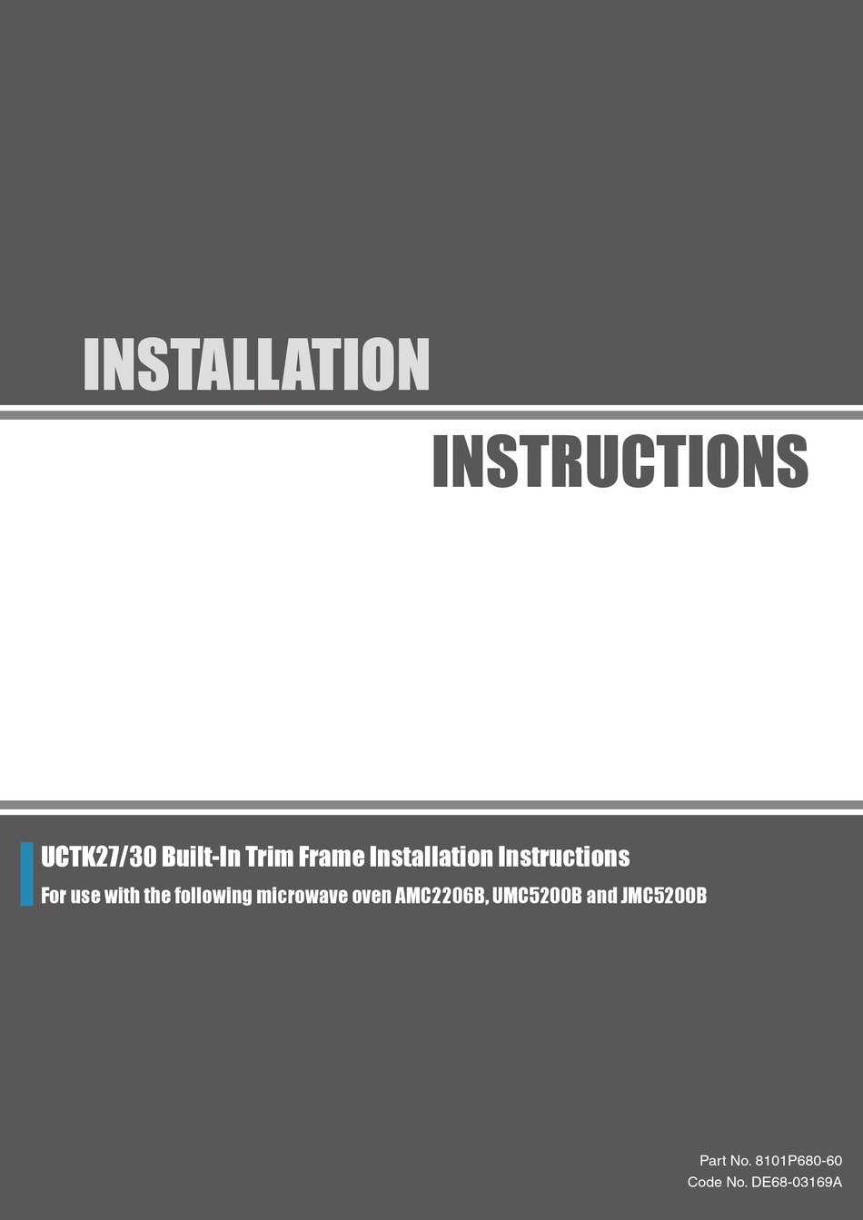 AMANA UCTK27 INSTALLATION INSTRUCTIONS MANUAL Pdf Download | ManualsLib
