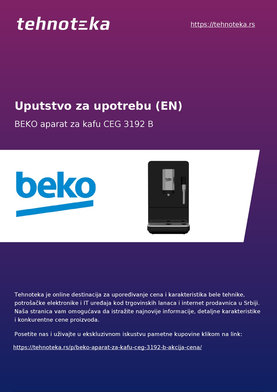 BEKO CEG 3192 B USER MANUAL Pdf Download | ManualsLib
