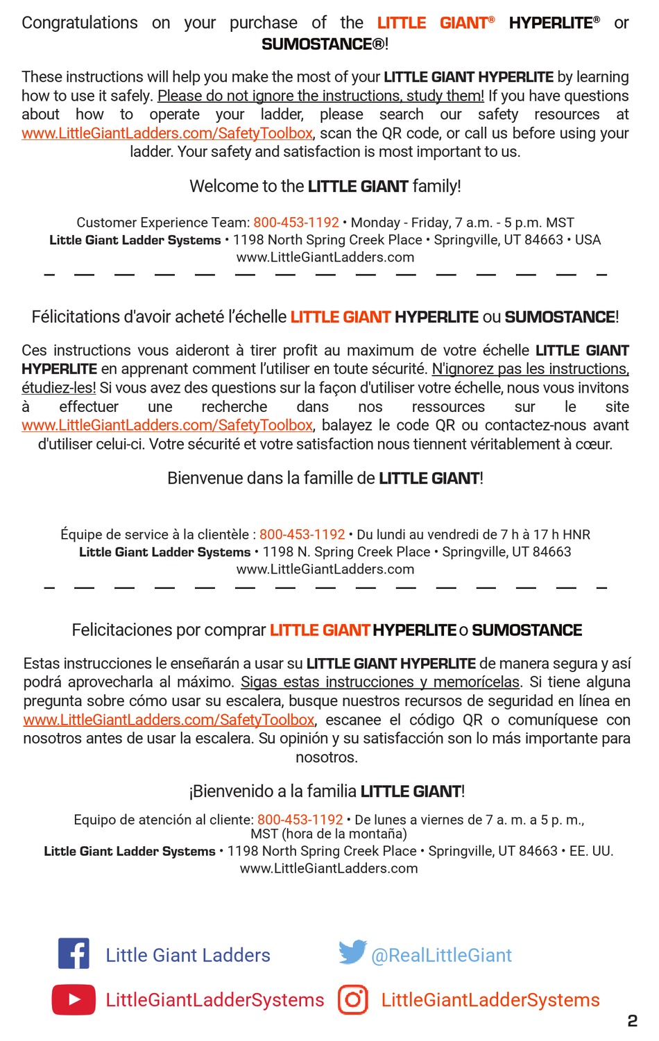 LITTLE GIANT SUMOSTANCE 17216EN MANUAL Pdf Download | ManualsLib