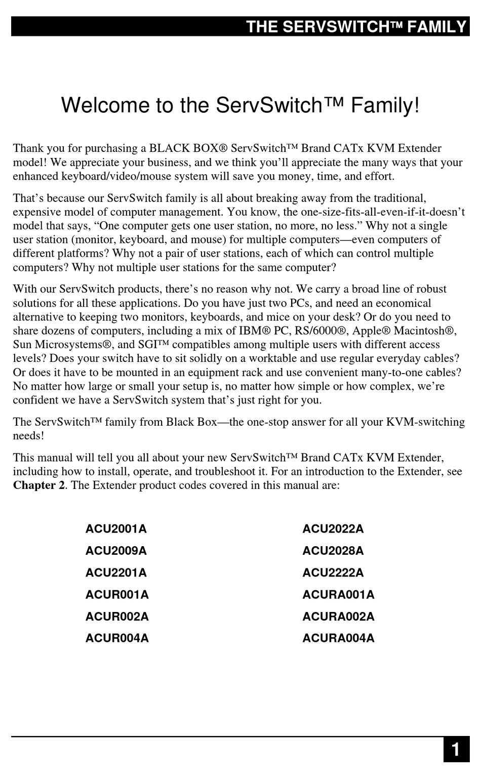 BLACK BOX SERVSWITCH ACUR004A MANUAL Pdf Download | ManualsLib