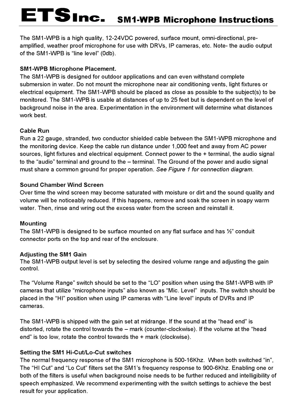ETS SM1-WPB INSTRUCTIONS Pdf Download | ManualsLib