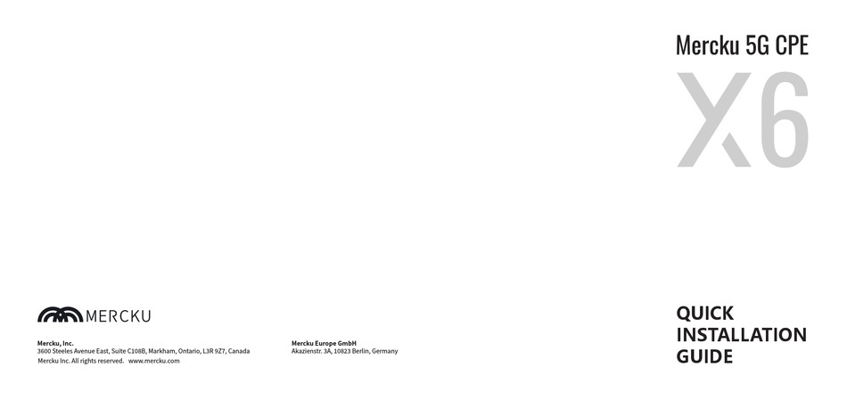 MERCKU 5G CPE X6 QUICK INSTALLATION MANUAL Pdf Download | ManualsLib