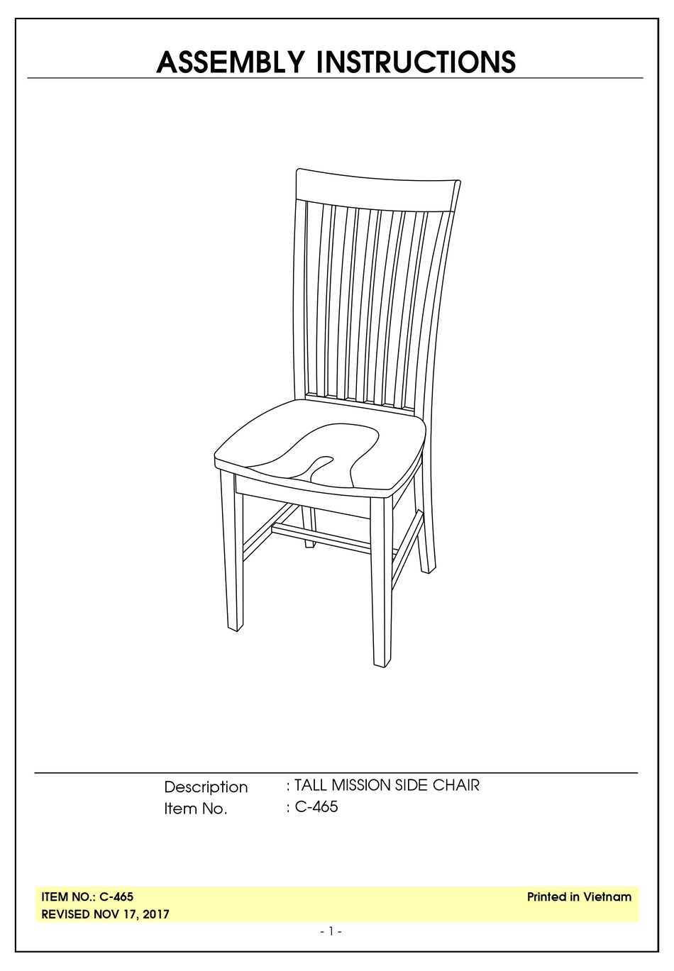 INTERNATIONAL CONCEPTS TALL MISSION C-465 ASSEMBLY INSTRUCTIONS Pdf ... INTERNATIONAL CONCEPTS TALL MISSION C-465 ASSEMBLY INSTRUCTIONS Pdf ...