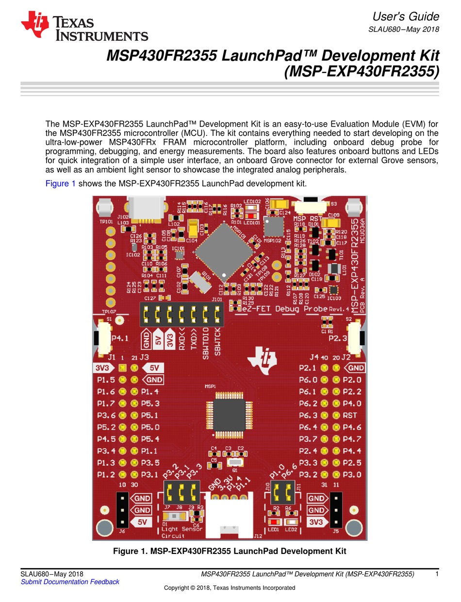Texas Instruments Launchpad Msp430fr2355 User Manual Pdf Download Manualslib 