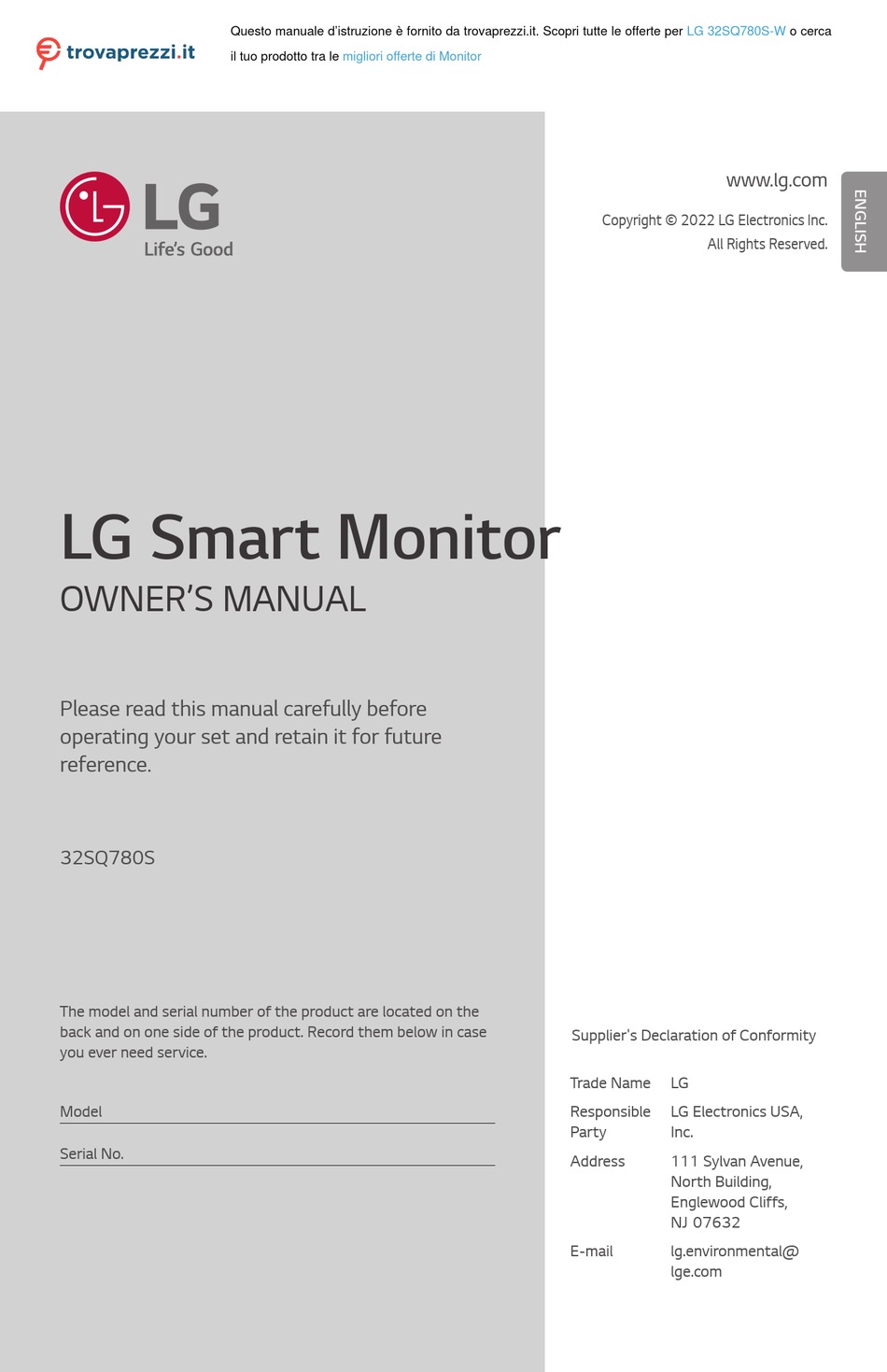 LG 32SQ780S-W OWNER'S MANUAL Pdf Download | ManualsLib