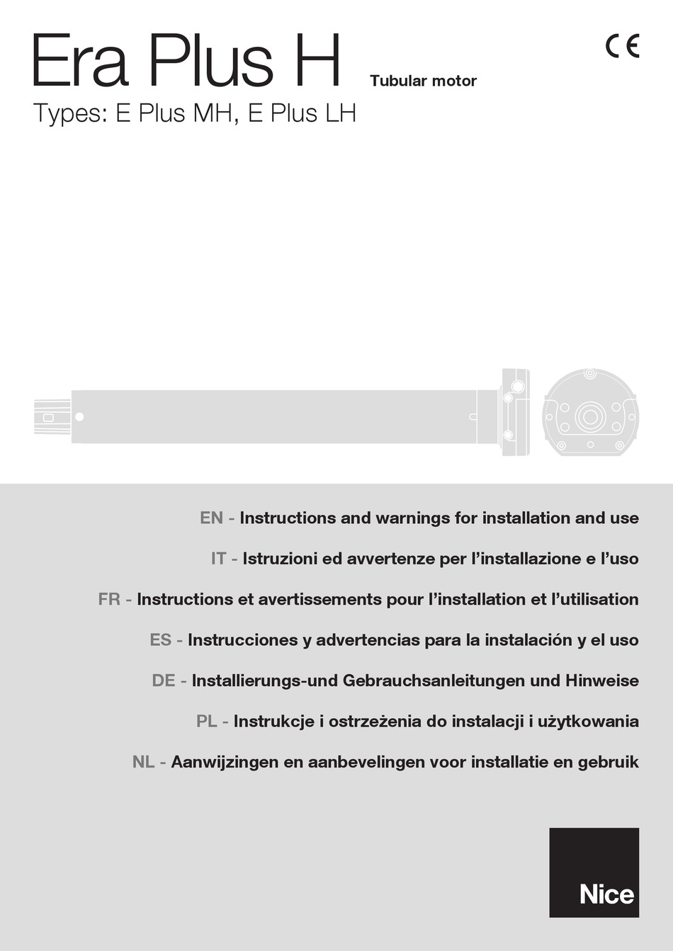 NICE ERA PLUS H INSTRUCTIONS AND WARNINGS FOR INSTALLATION AND USE Pdf ...