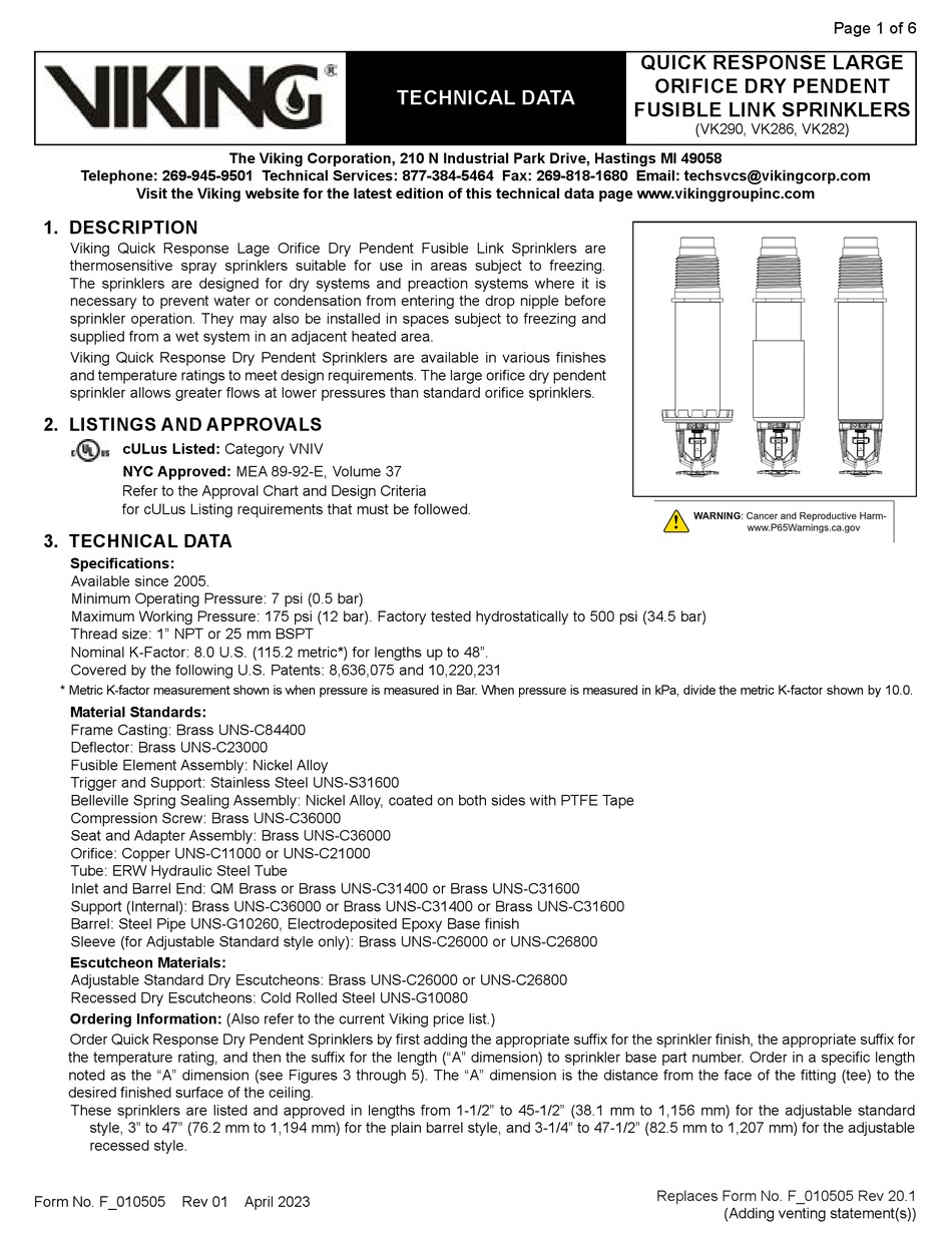 VIKING VK290 TECHNICAL DATA MANUAL Pdf Download | ManualsLib