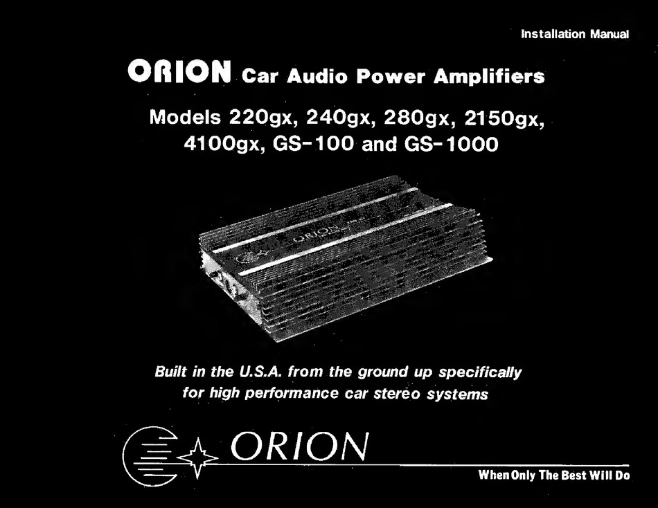 ORION 220GX INSTALLATION MANUAL Pdf Download | ManualsLib