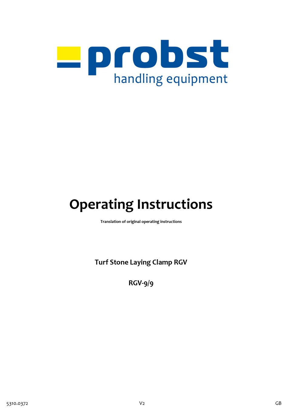 PROBST 5310.0372 OPERATING INSTRUCTIONS MANUAL Pdf Download | ManualsLib