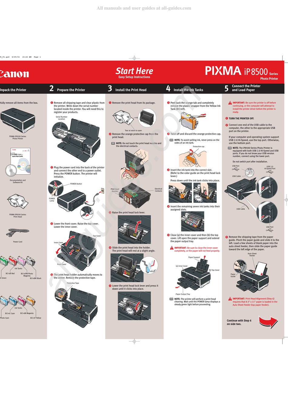 CANON PIXMA IP8500 SERIES START HERE Pdf Download | ManualsLib