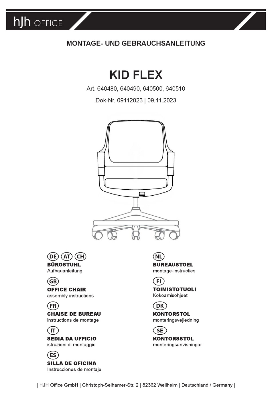 HJH OFFICE KID FLEX 640480 ASSEMBLY INSTRUCTIONS MANUAL Pdf Download ...
