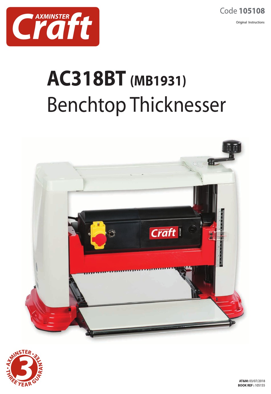 AXMINSTER CRAFT AC318BT ORIGINAL INSTRUCTIONS MANUAL Pdf Download ...