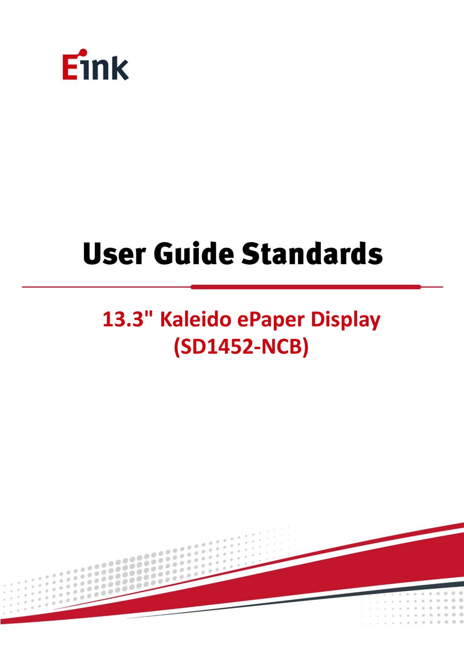 EINK SD1452-NCB USER MANUAL STANDARDS Pdf Download | ManualsLib
