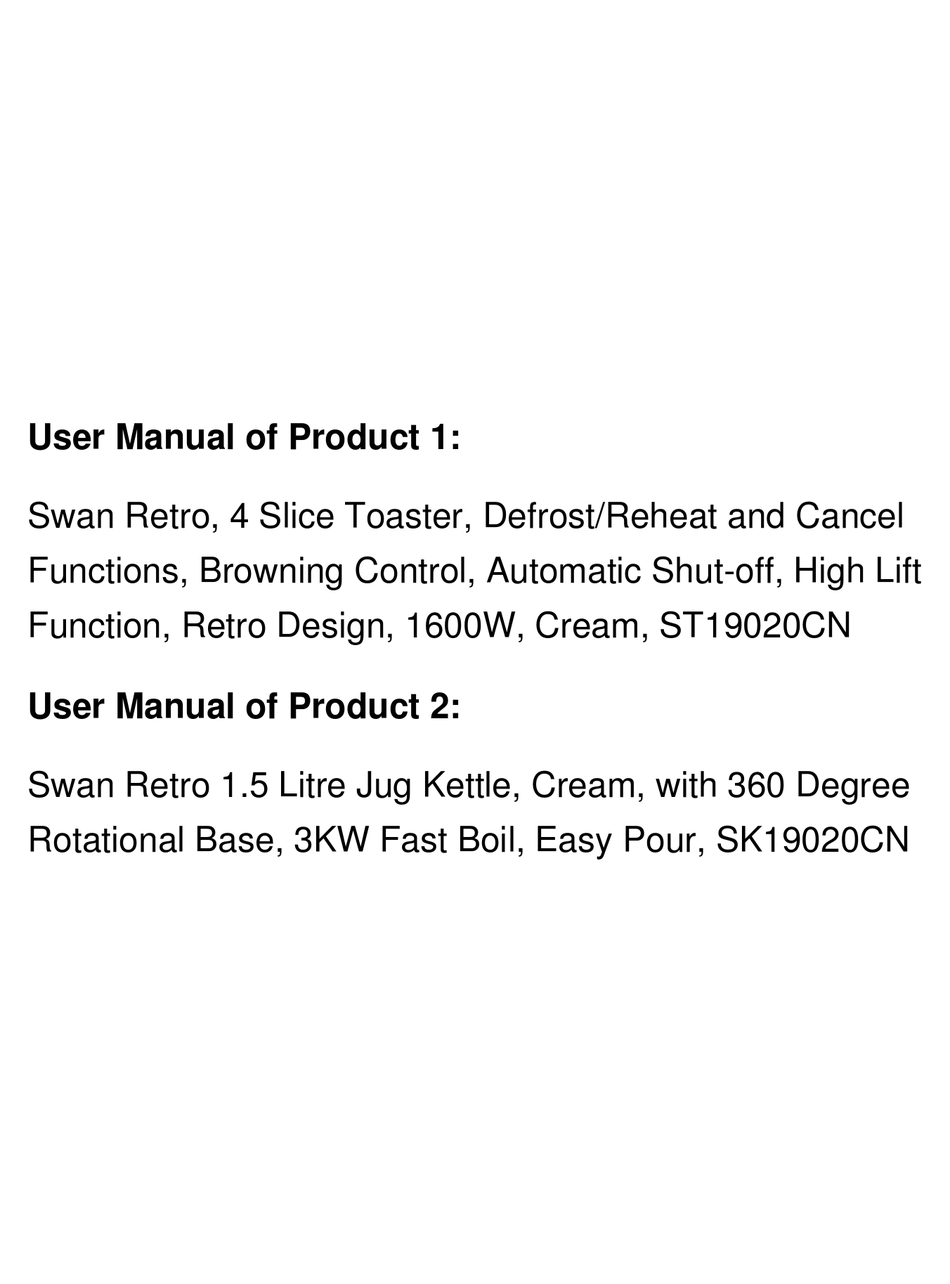 SWAN RETRO ST19010 USER MANUAL Pdf Download | ManualsLib