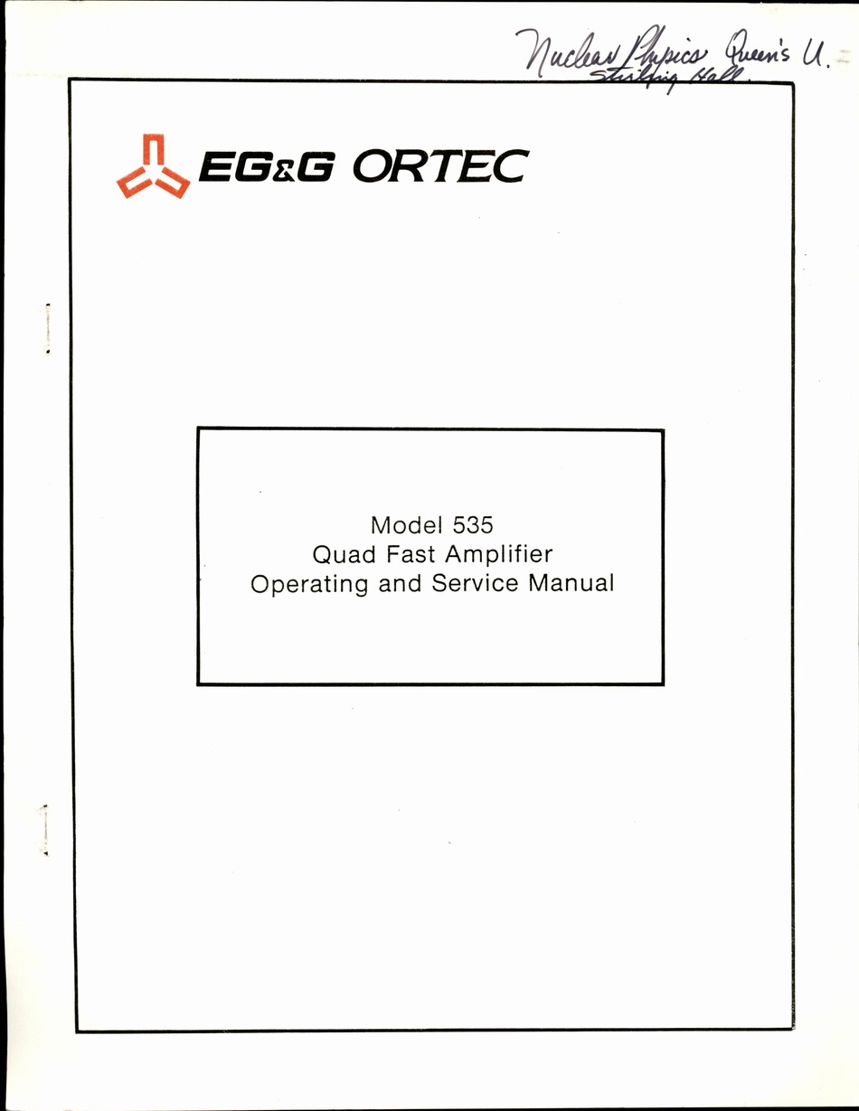 EG&G ORTEC 535 OPERATING AND SERVICE MANUAL Pdf Download | ManualsLib