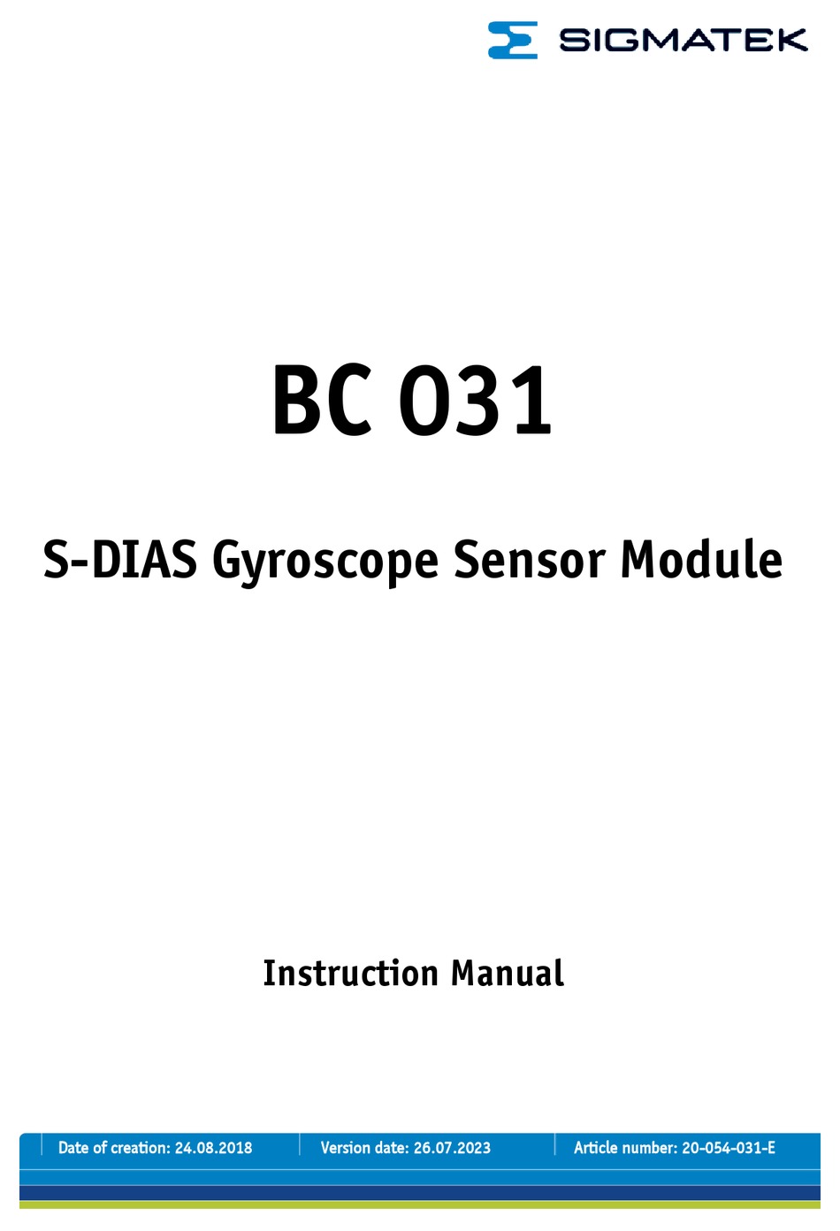 SIGMATEK BC 031 INSTRUCTION MANUAL Pdf Download | ManualsLib