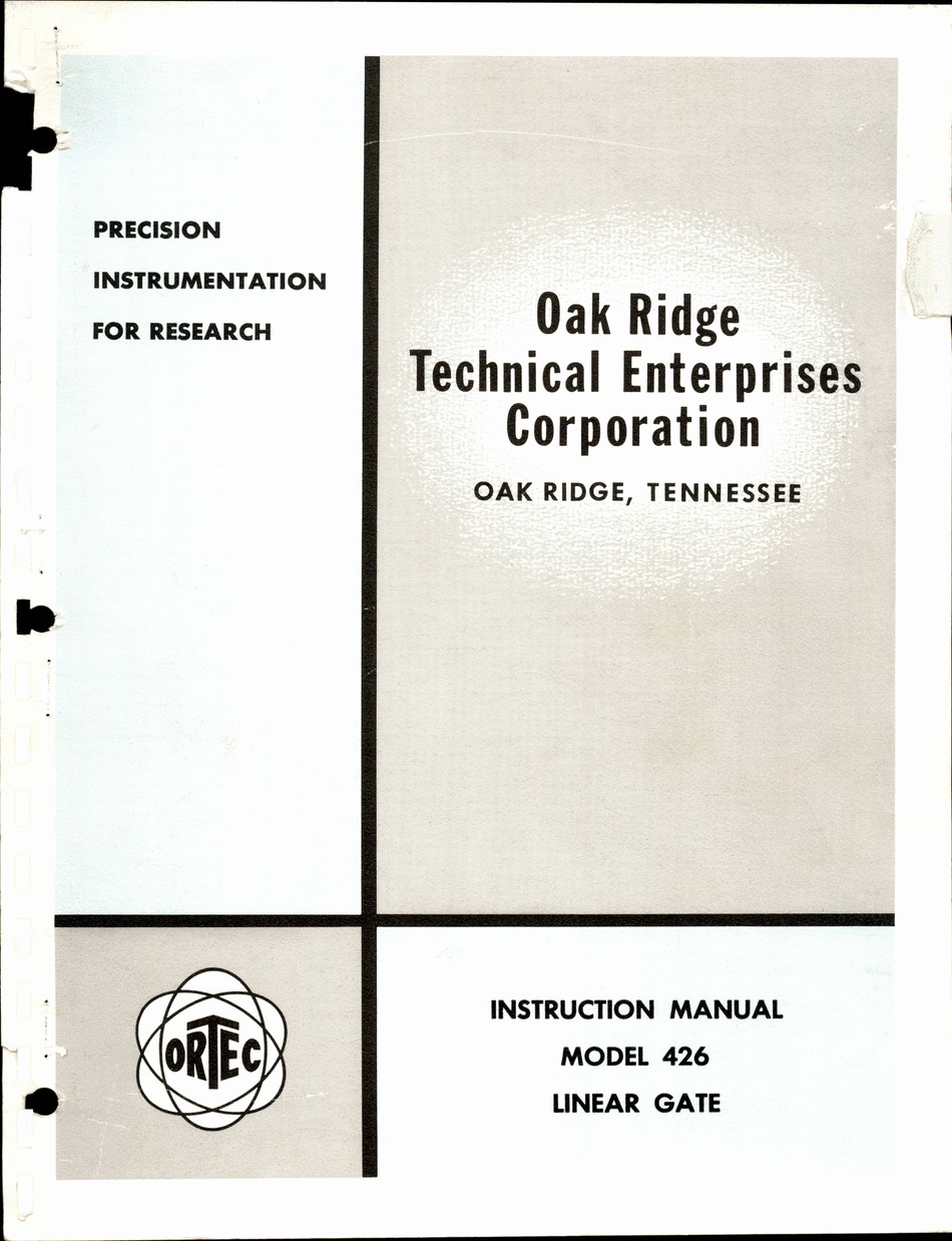 ORTEC 426 INSTRUCTION MANUAL Pdf Download | ManualsLib