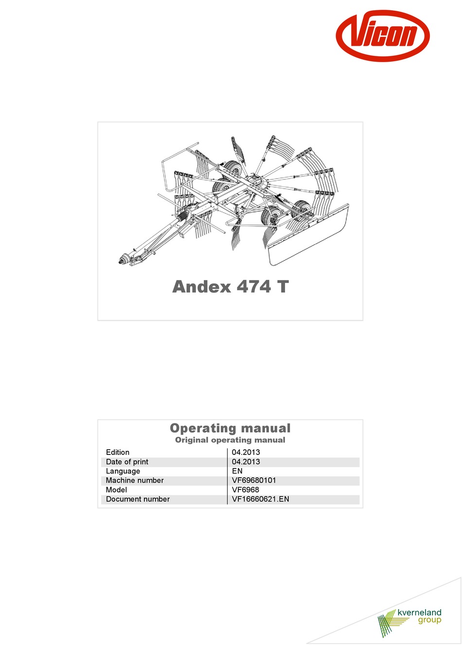 VICON ANDEX 474 T MANUAL Pdf Download | ManualsLib
