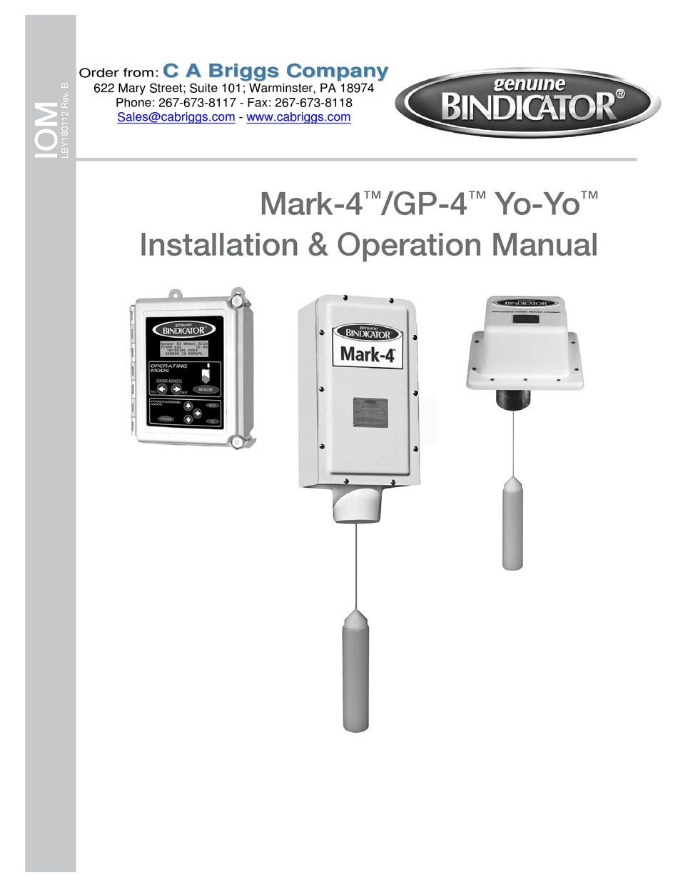 BINDICATOR GP-4 INSTALLATION & OPERATION MANUAL Pdf Download | ManualsLib