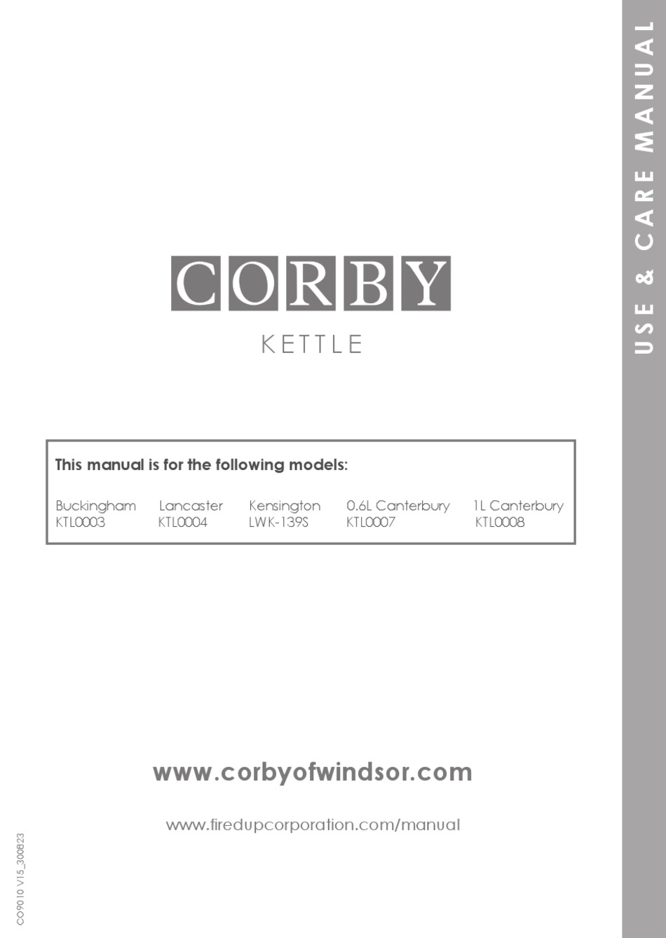 CORBY BUCKINGHAM USE & CARE MANUAL Pdf Download | ManualsLib