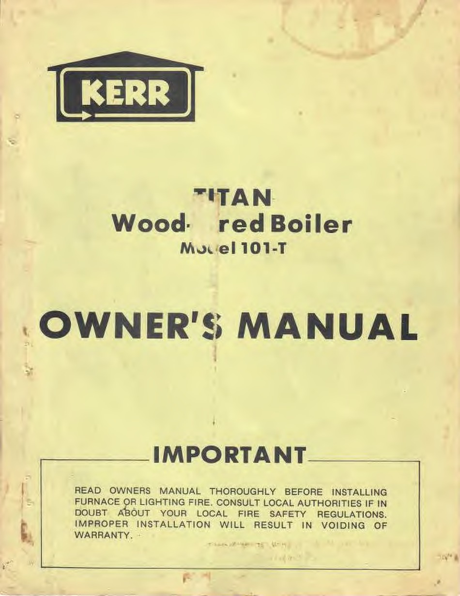 KERR TITAN OWNER'S MANUAL Pdf Download | ManualsLib