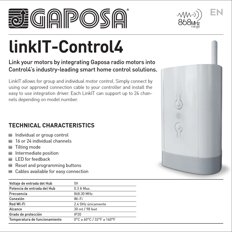 GAPOSA LINKIT-CONTROL4 MANUAL Pdf Download | ManualsLib
