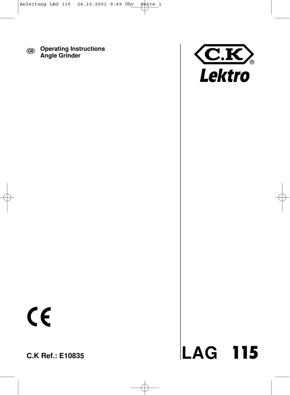 C.K LEKTRO LAG 115 OPERATING INSTRUCTIONS MANUAL Pdf Download | ManualsLib