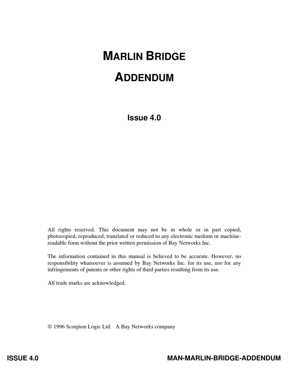 BAY NETWORKS MARLIN SUPPLEMENTARY MANUAL Pdf Download | ManualsLib