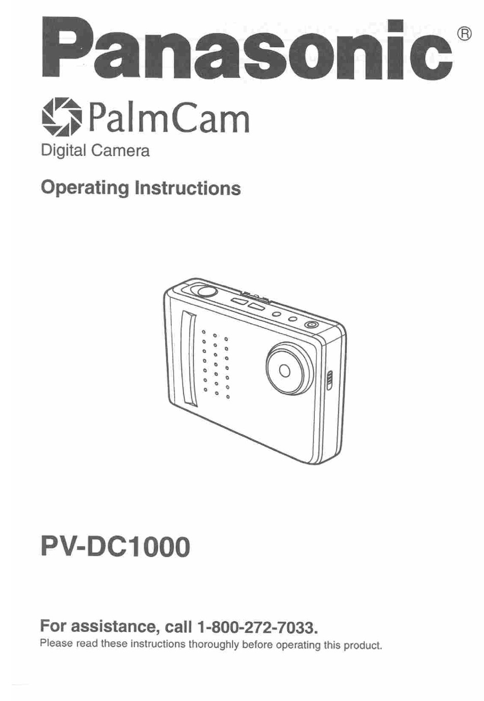 PANASONIC PALMCAM PV-DC1000 OPERATING INSTRUCTIONS MANUAL Pdf Download ...
