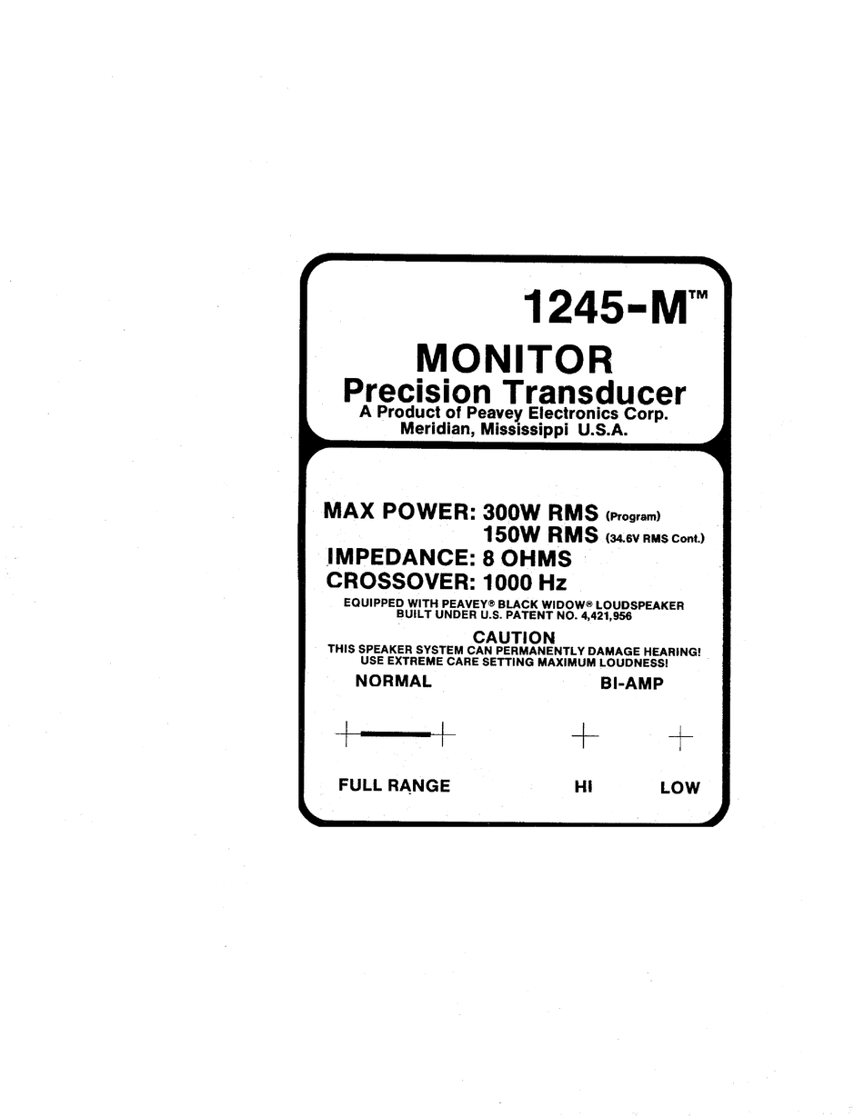 PEAVEY 1245 M SPECIFICATIONS Pdf Download ManualsLib peavey-1245-m-specifications-pdf-download-manualslib