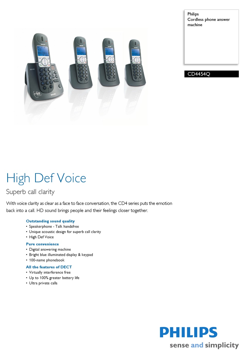 PHILIPS CD4454Q SPECIFICATIONS Pdf Download | ManualsLib