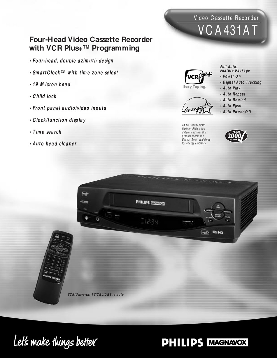 PHILIPS VCA431AT SPECIFICATIONS Pdf Download | ManualsLib