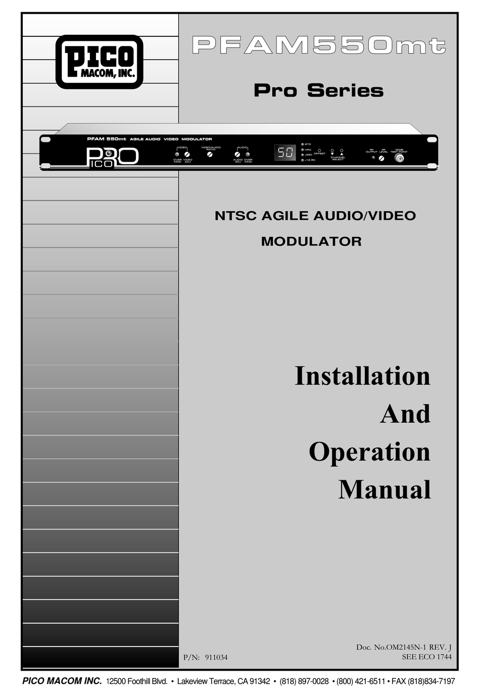 PICO MACOM PFAM550MT INSTALLATING AND OPERATION MANUAL Pdf Download PICO MACOM PFAM550MT INSTALLATING AND OPERATION MANUAL Pdf Download