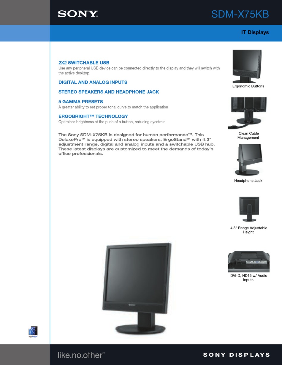 SONY SDM-X75KB SPECIFICATIONS Pdf Download | ManualsLib