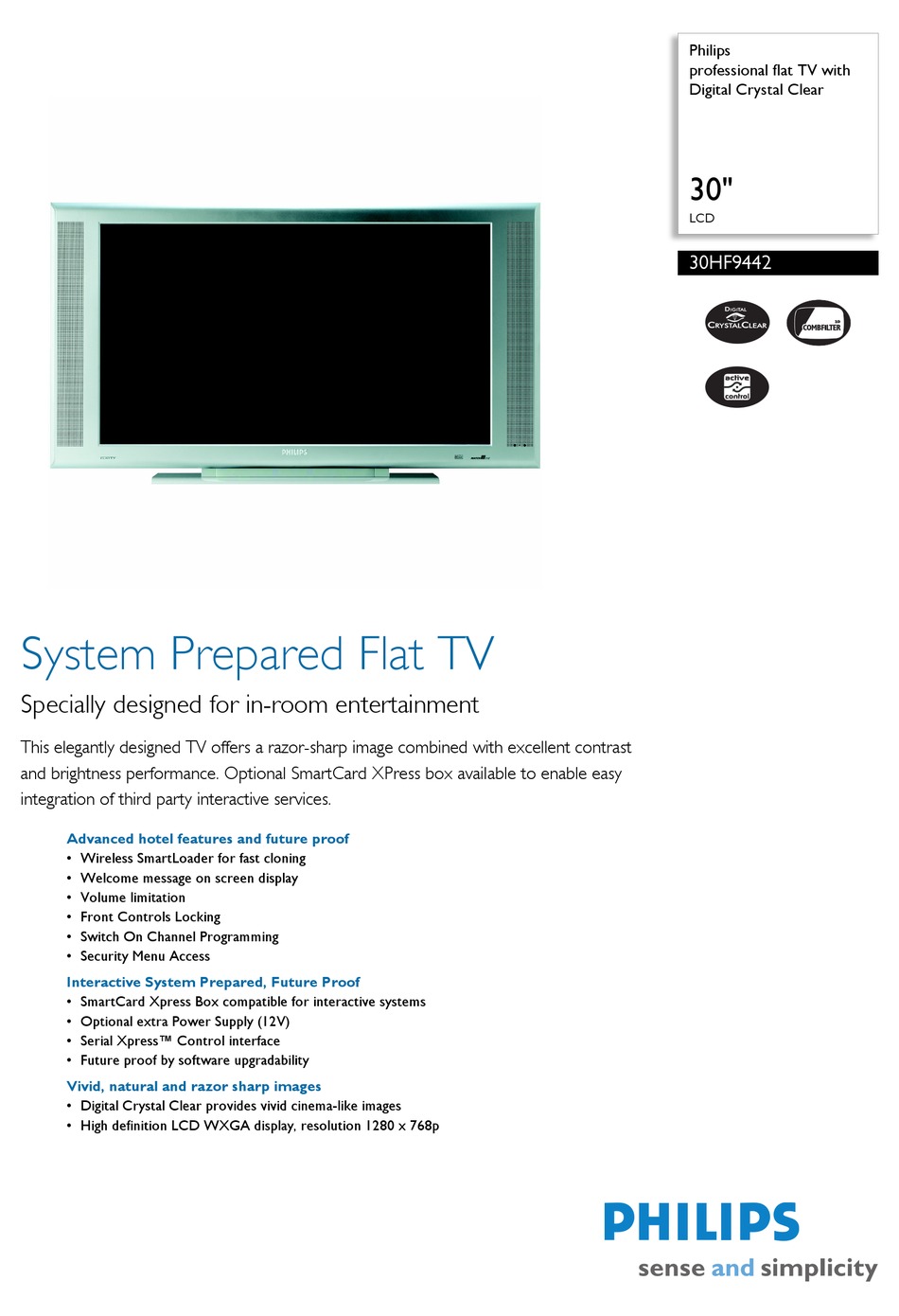 PHILIPS 30HF9442 SPECIFICATIONS Pdf Download | ManualsLib