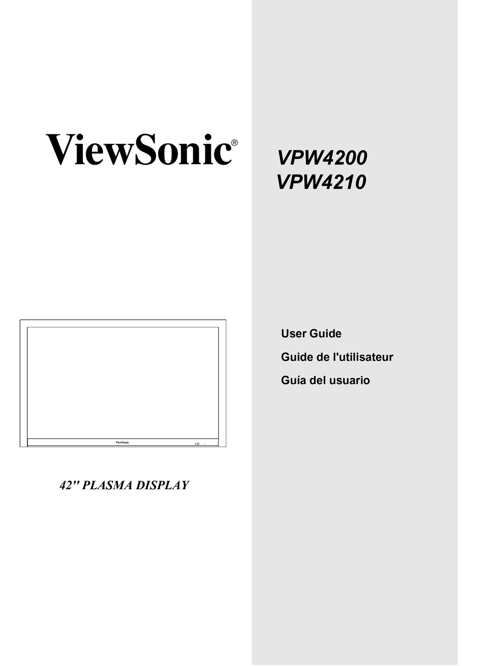 VIEWSONIC VPW4200 USER MANUAL Pdf Download | ManualsLib