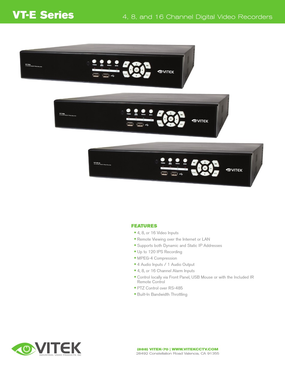 VITEK VT-E16 SPECIFICATIONS Pdf Download | ManualsLib