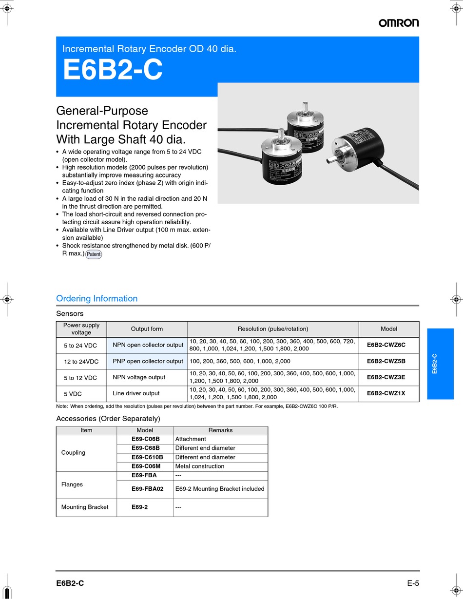 OMRON E6B2-C DATASHEET Pdf Download | ManualsLib