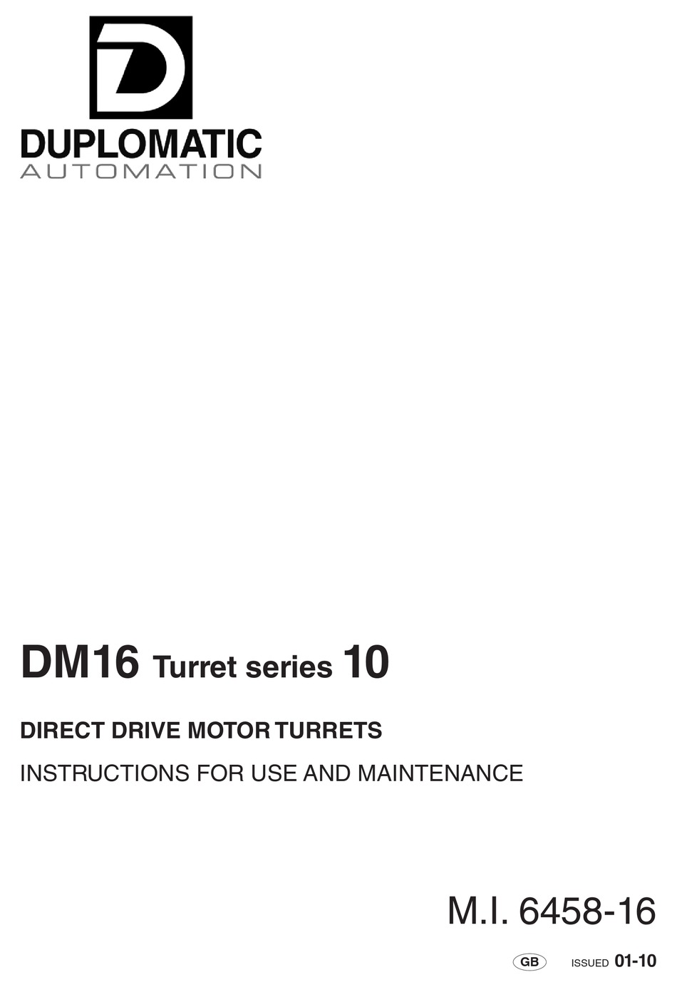 DUPLOMATIC 10 SERIES INSTRUCTIONS FOR USE AND MAINTENANCE MANUAL Pdf ...