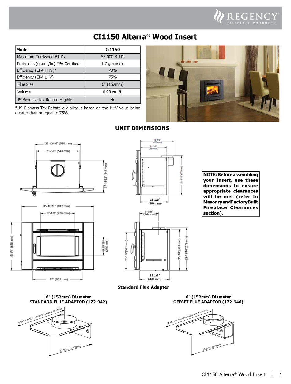 REGENCY FIREPLACE PRODUCTS ALTERRA CI1150 QUICK START MANUAL Pdf ...