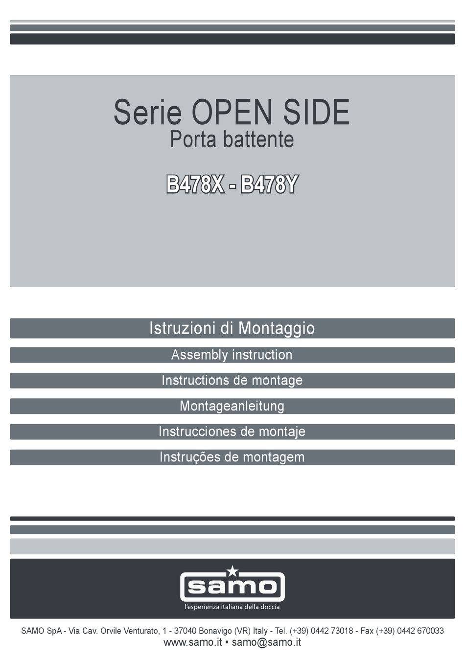 SAMO OPEN SIDE SERIES ASSEMBLY INSTRUCTION MANUAL Pdf Download | ManualsLib