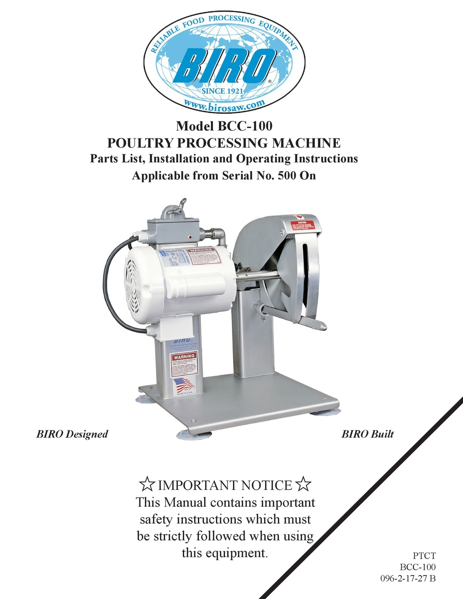 BIRO BCC-100 INSTALLATION AND OPERATING INSTRUCTION Pdf Download ...