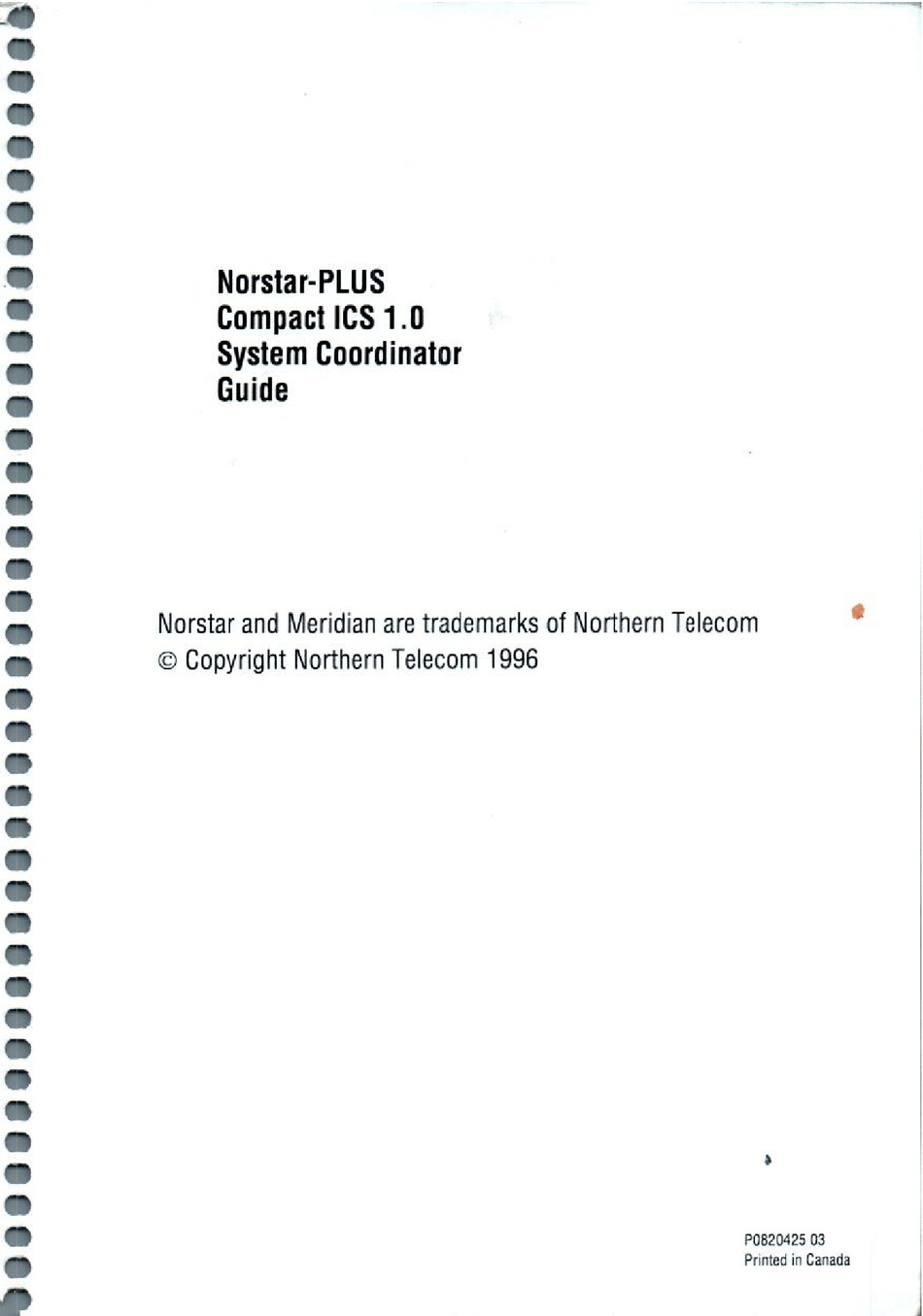 NORSTAR PLUS COMPACT ICS 1.0 SYSTEM COORDINATOR MANUAL Pdf Download ...