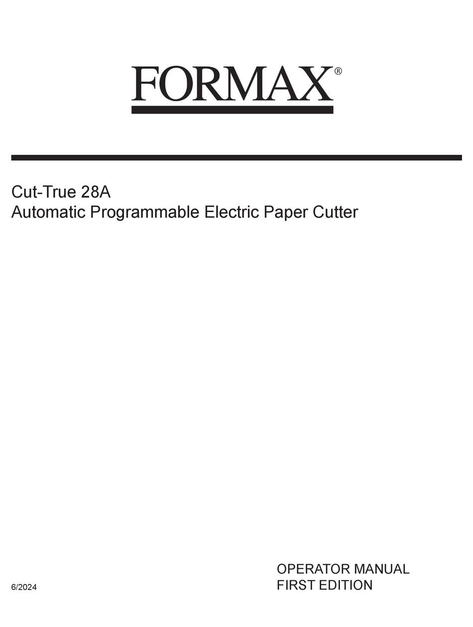 FORMAX CUT-TRUE 28A OPERATOR'S MANUAL Pdf Download | ManualsLib